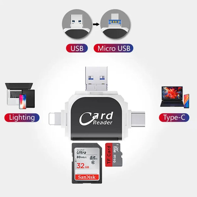 Multi-Port 4 in 1 Universal SD TF Card Reader – fullofcarts
