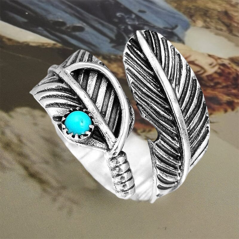Feather Turquoise Adjustable Ring – fullofcarts